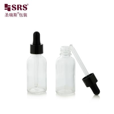中国 30ml クリア ストック カラー 迅速 配送 準備済み 丸い ガラス ドロッパー ボトル 販売のため
