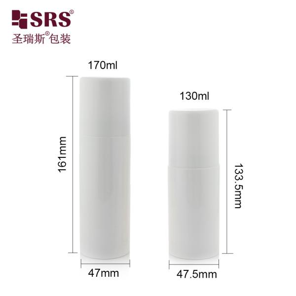 PET43 130ML 170ML Big Capacity PET Plastic Customize Color Round PCR Recycled Roll On Bottle For Deodorant Gel