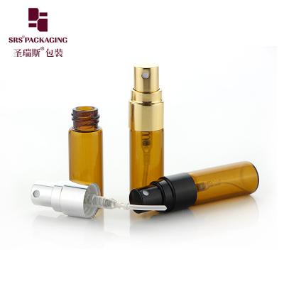 Cina BLPA-3ML Ambrato Vial tubo bottiglia di vetro con oro di alluminio pompa spray per profumo in vendita