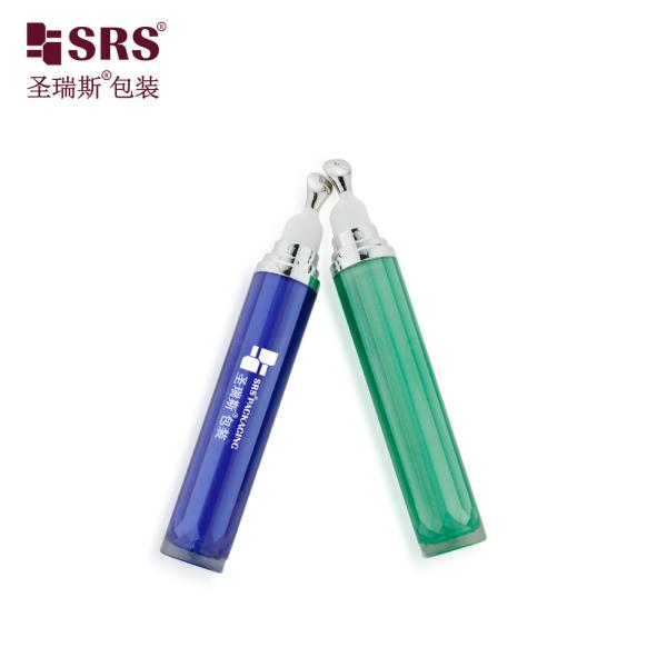 LR001-15ML Bottiglia esterna acrilica a colori personalizzati verniciata con applicatore metallico per creme per occhi confezionamento cosmetico di lusso