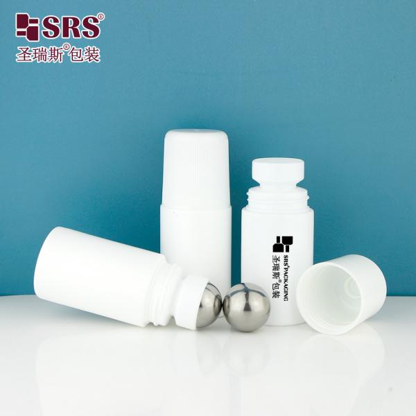 RPPC-60ML Round White Injection Blowing Plastic PP PCR Recycled Eco-friendly Roll On Deodorant Gel Bottle Applicator