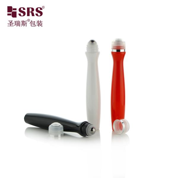 SRS8447-15ML Empty Custom Color Plastic Roller Steel Ball For Eye Gel Radian Shape Unique Design PETG Material Applicator