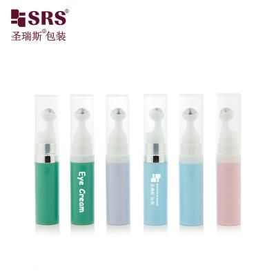 China A0035 7.5ml 10ml 15ml PP Vacuum Press Button Eye Cream Roller Bottles Leakproof Hygienic Packaging for sale