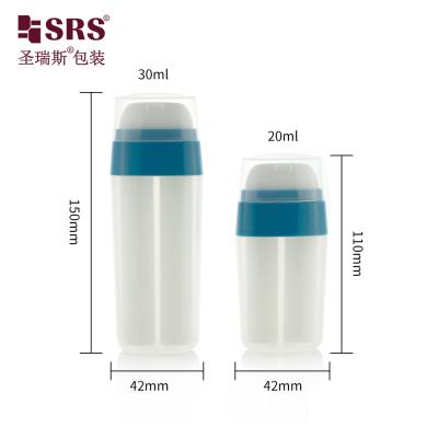 中国 PA214 20ml 30ml オバル形 ダブルチューブ プラスチック PP PCR 空気のないローションポンプ ボトル ユニークなデザイン 耐久性のある材料 販売のため
