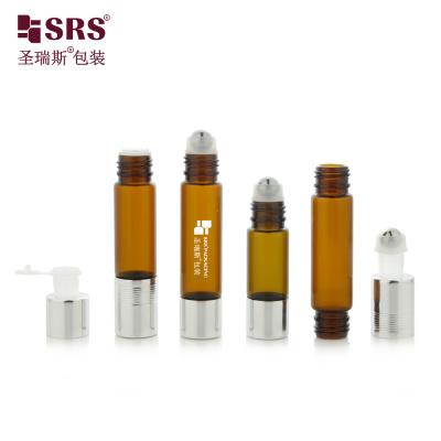 China SGP1 Luxury Double-ended Brown Color Glass Bottle With Plug and Roller Steel Ball Leak Proof Wholesale for sale