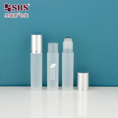 China RPA-10ML Clear Matte Semi-transparent PP Round Bottle With Massage Metal Ball Aluminum Cap For Hair Serum for sale