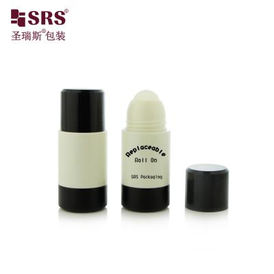 China RPPE 50ml 75ml Vervangbare Injectie Aangepaste Crèmekleurige Plastic Mono PP PCR Roll On Fles Voor Deodorant Gel Te koop