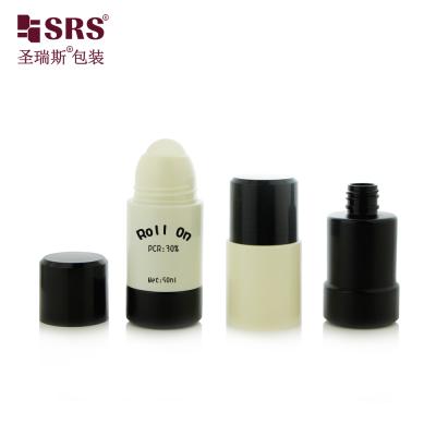 China RPPE 50ml 75ml Vervangbare Injectie Aangepaste Crèmekleurige Plastic Mono PP PCR Roll On Fles Voor Deodorant Gel Te koop