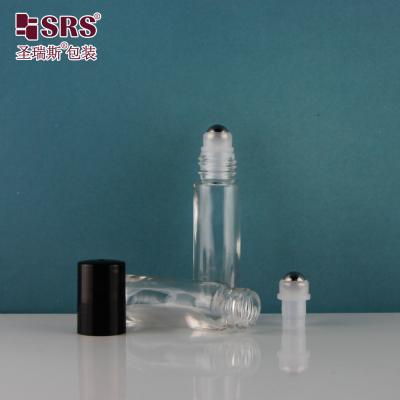 China SRS Glass Roller Bottle 8ml Leak Proof Clear Glass Roll On Bottle with Steel Roller Ball for Perfume Essential Oil Fragrance for sale