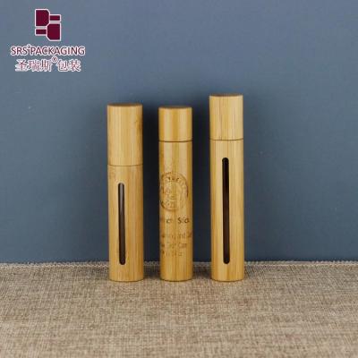 China Natural Organic 10ml Bamboo Outer Shell Roll‑on Bottle Glass Inner Vial Stainless Steel Roller Ball Refillable Aromatherapy Oil Cosmetic Empty Bottle for sale