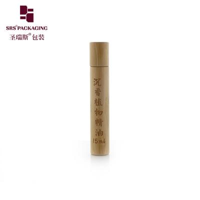 China 15ml Natural Bamboo Cover Roll‑on Bottle Glass Inner Vial Empty Cosmetic Packaging For Essential Oil Fragrance Massage Oil for sale