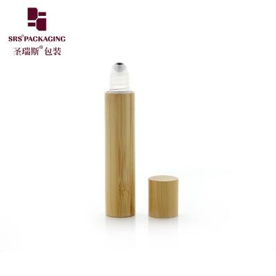 China 8ml Empty Bamboo Roller Bottle Plastic Inner Container With Steel Ball Mini Size Essential Oil Roll On Bottle Laser Logo Available for sale