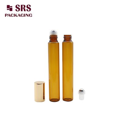 Cina 10 ml di lusso di parete sottile tascabile dimensioni di viaggio olio essenziale giallo ambra bottiglia a rulli in vendita