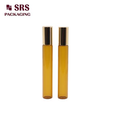 Cina 10 ml di lusso di parete sottile tascabile dimensioni di viaggio olio essenziale giallo ambra bottiglia a rulli in vendita
