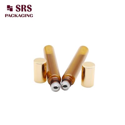 Cina 10 ml di lusso di parete sottile tascabile dimensioni di viaggio olio essenziale giallo ambra bottiglia a rulli in vendita