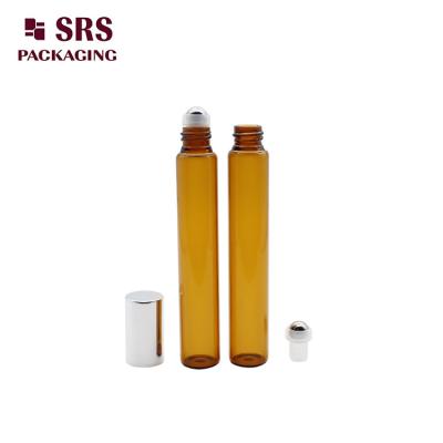 Cina 10 ml di lusso di parete sottile tascabile dimensioni di viaggio olio essenziale giallo ambra bottiglia a rulli in vendita