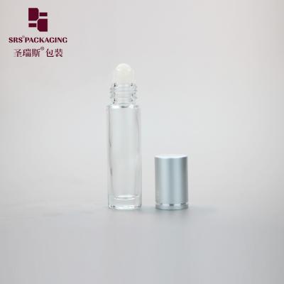 China 10ml transparent clear empty glass roll on metal ball attar perfume bottle for sale