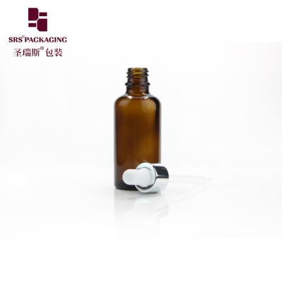 China 50ml amber brown empty custom glass dropper bottle for essential oil for sale