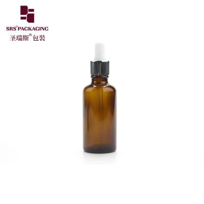 China 50ml amber brown empty custom glass dropper bottle for essential oil for sale