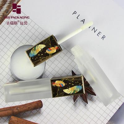 China 2ml beautiful pattern empty cosmetic frosted square lip gloss tubes for sale