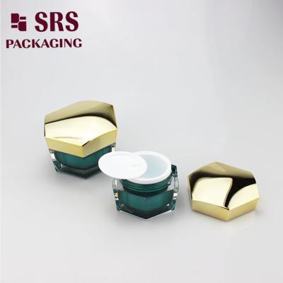 Cina 30g 50g vuoto forma unica lusso alta qualità cosmetica vaso esagonale acrilico in vendita