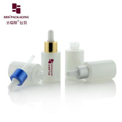 China Paint Color Frosted Empty Skincare Serum Flat Glass Dropper Bottle 30ml for sale
