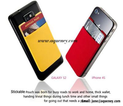 China 3M Sticker Back Phone Pouch, Silicone Smart Wallet With Logo Printing for sale