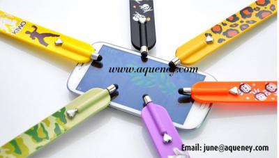 China Cheap Custom Color stylus pen with silicon slap bracelet with custom logo print for sale