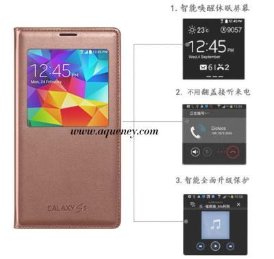 Anqueue - Folio leather case Galaxy s5 with window