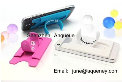 China Silicone mobile phone pouch, silicone credit card holder with Phone stand for sale