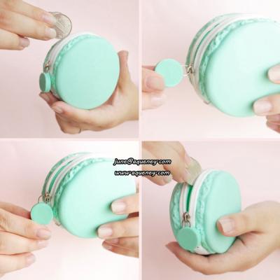 China Promotion gift macarons silicone purse wallet with zipper for sale