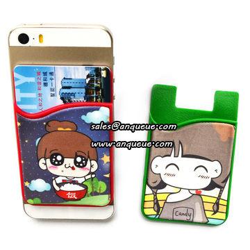 China Custom Silicon Smart Wallet Phone Pouch Silicone Mobile Card Pocket for sale