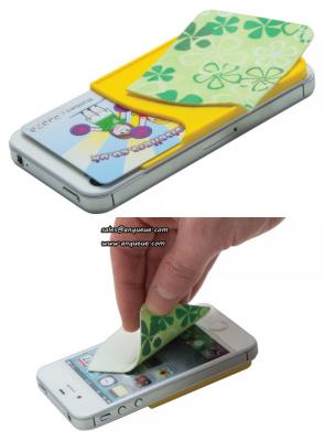 China Free sample 3M adhesive silicone smart phone wallet with color mobile screen cleaner for sale