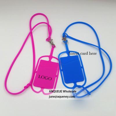 China ANQUEUE NEW OEM silicone credit card holder wallet /smart phone card wallet with lanyard for sale