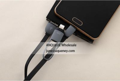 China 2 in 1 usb cable micro charging and data cable for android samsung, iPhone 2in1 for sale