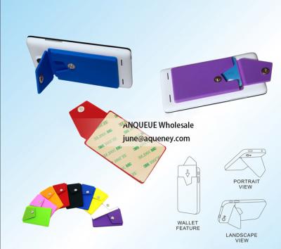 China Anqueue.com Fashionable Smart Wallet Silicone Card Holder for mobile phone for sale