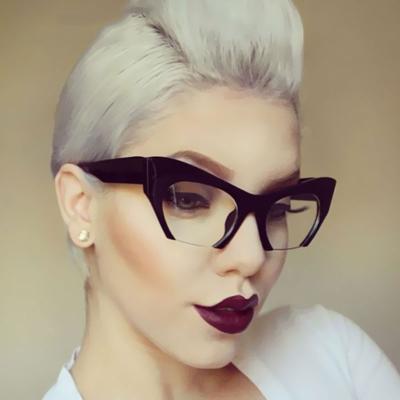 Cina Occhiali da sole d'avanguardia BSCI di vendita di Cat Eye Women Plastic Hot della mezza struttura di modo in vendita