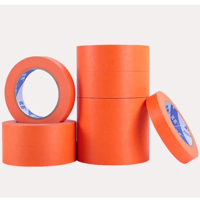 Close-up of Orange Washi Masking Tape application on surface