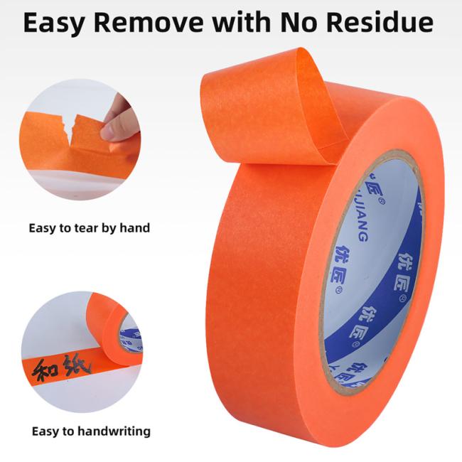 High temperature washi masking tape roll showing orange color and packaging