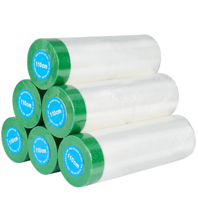 Close-up of masking film texture and adhesive quality