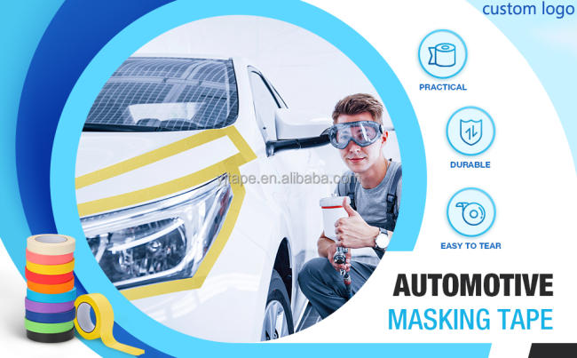 Automotive masking tape roll showing yellow crepe paper surface