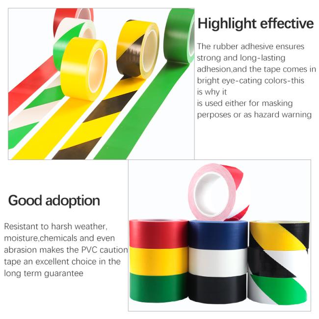 PVC warning tape applied to industrial floor surface