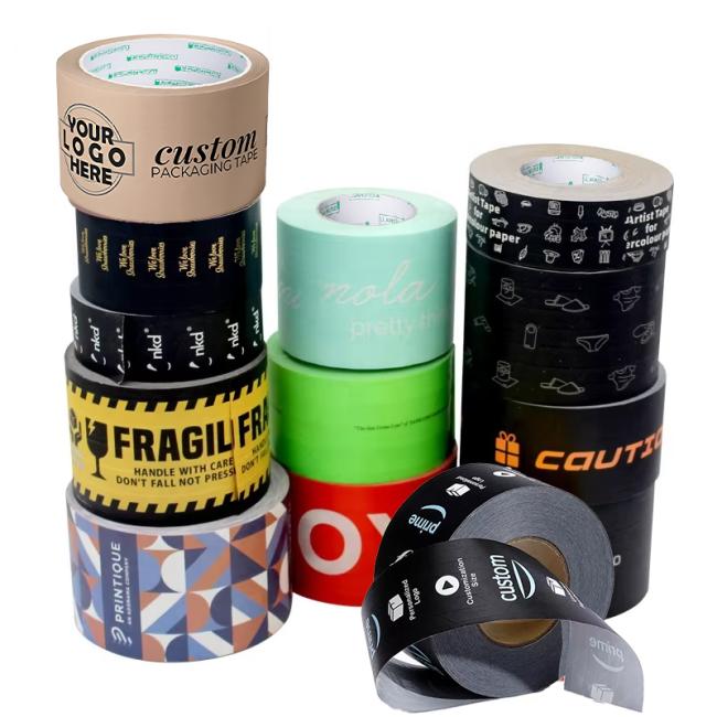 Biodegradable kraft paper gummed tape roll showing adhesive side