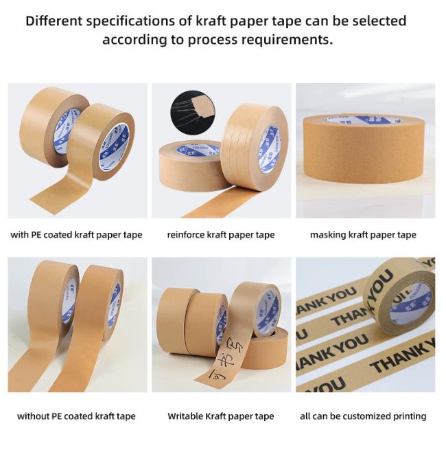 Custom printed kraft paper gummed tape on roll