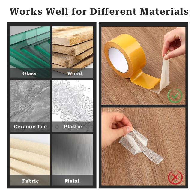 Double sided duct tape application on various materials