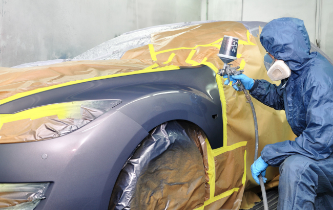 Close-up view of automotive masking tape showing texture