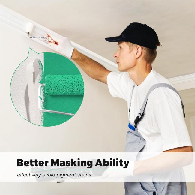 White crepe paper masking tape roll showing adhesive side