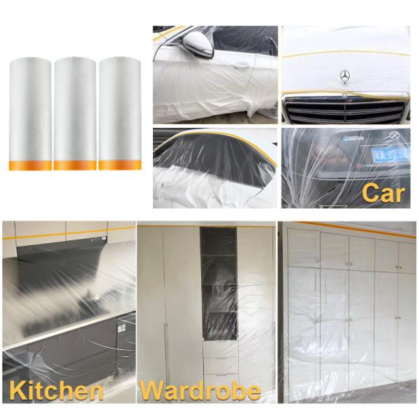 Quality PE Plastic Film Transparent Crepe Paper Spray Painting Covering Car Taped for sale