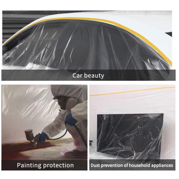 Quality PE Plastic Film Transparent Crepe Paper Spray Painting Covering Car Taped for sale