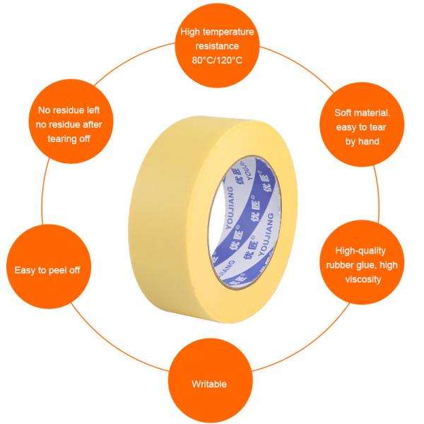 Quality 24mm Yellow Masking Tape For Car Heat Resistant And Customized Logo for sale